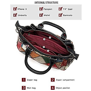 Segater Women Multicolor Splicing Handbag Genuine Leather Tote RANDOM Colorful Top-handle Shoulder Bag Printing Satchels Purses