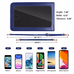 Small Crossbody Phone Bag for Women, RFID Blocking Touch Screen Cell phone Wallet Crossbody Purse Shoulder Strap Credit Card Holder Navy Blue