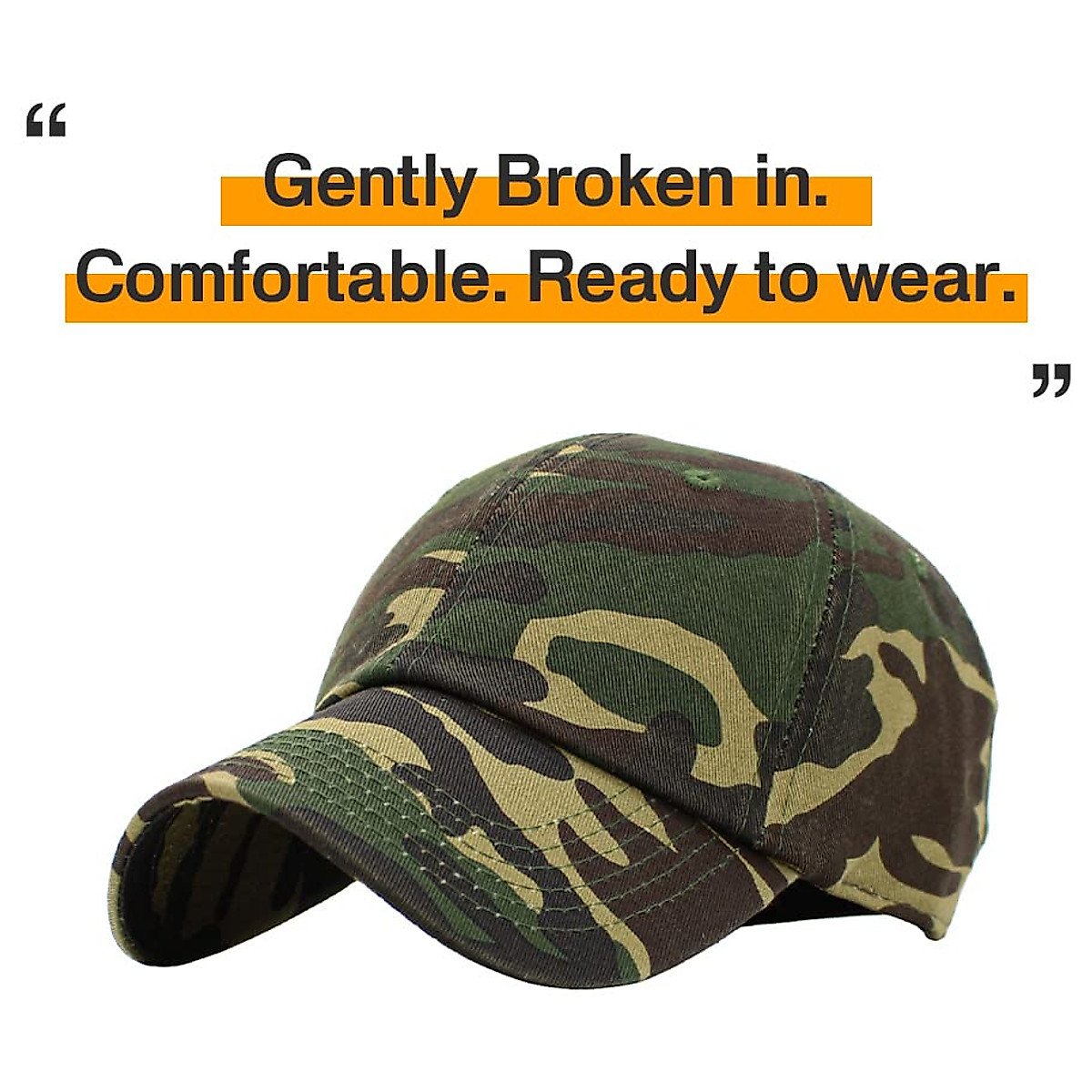 KB-LOW CAM Classic Cotton Dad Hat Adjustable Plain Cap. Polo Style Low Profile (Unstructured) (Classic) Camouflage Adjustable