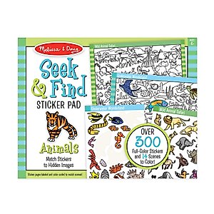 Melissa & Doug Seek and Find Sticker Pad, Animals (300+ Stickers, 14 Scenes to Color) - FSC Certified