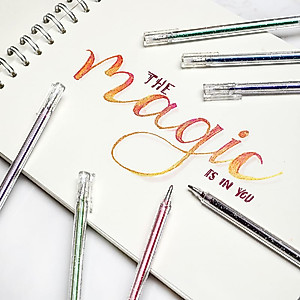 Grabie Glitter Gel Ink Pens, Vibrant Glitter Gel Pens Set, Spark Your Creativity with Every Color of the Rainbow (18 Colors Capped Glitter Gel Pens)