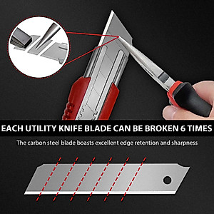 HAUTMEC 2PCS 25mm Extra Heavy-Duty SK4 Utility Knife, 3pcs blade Snap-off Retractable Box Cutter, Auto-lock Mechanism, Blade Storage Design HT0080-2PC