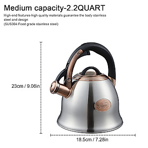 Tea Kettle -2.2 Quart Tea Kettles Stovetop Whistling Teapot Stainless Steel Tea Pots for Stove Top Whistle Tea Pot