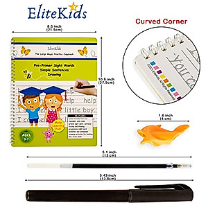 Premium Edition 21.5X27.5 cm EliteKids Large Magic Practice Copybook for Kids Alphabet + Sight Words 2-set, Kindergarten Magical Handwriting Workbooks, Tracing Letters for Kids Ages 3-5 Copy Book.