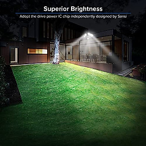 SANSI 36W 3600LM LED Motion Sensor Outdoor Light, 50,000 Hrs Lifespan Security Light, 350W Equiv 5000K Dusk to Dawn IP65 Flood Light, Super Bright for Backyard, Black, Bright Series, not Solar