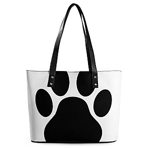 Womens Handbag Dog Paw Print Leather Tote Bag Top Handle Satchel Bags For Lady