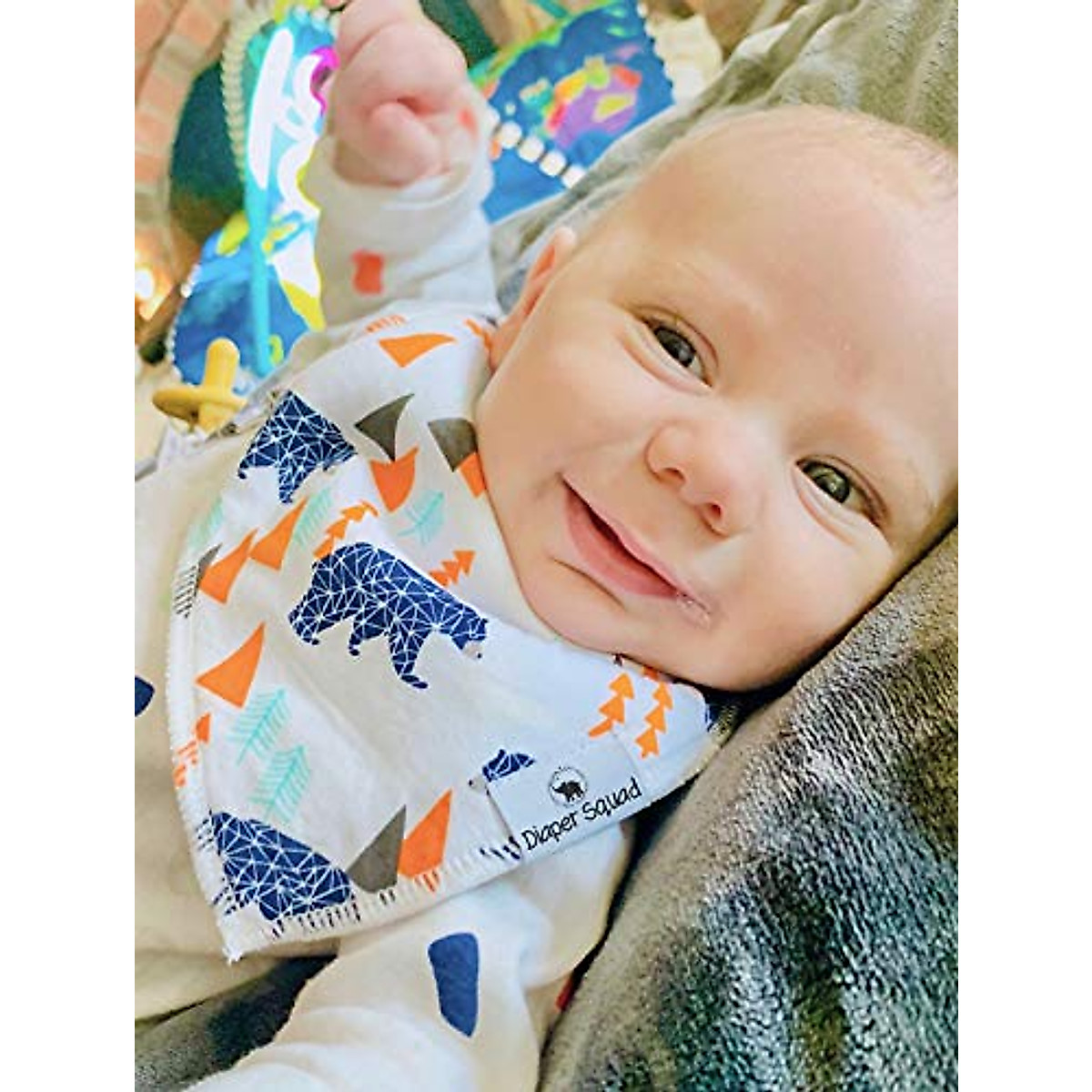 Diaper Squad 100% Organic Cotton Woodland 10-Pack Baby Drool Bandana Bibs for Boys and Girls