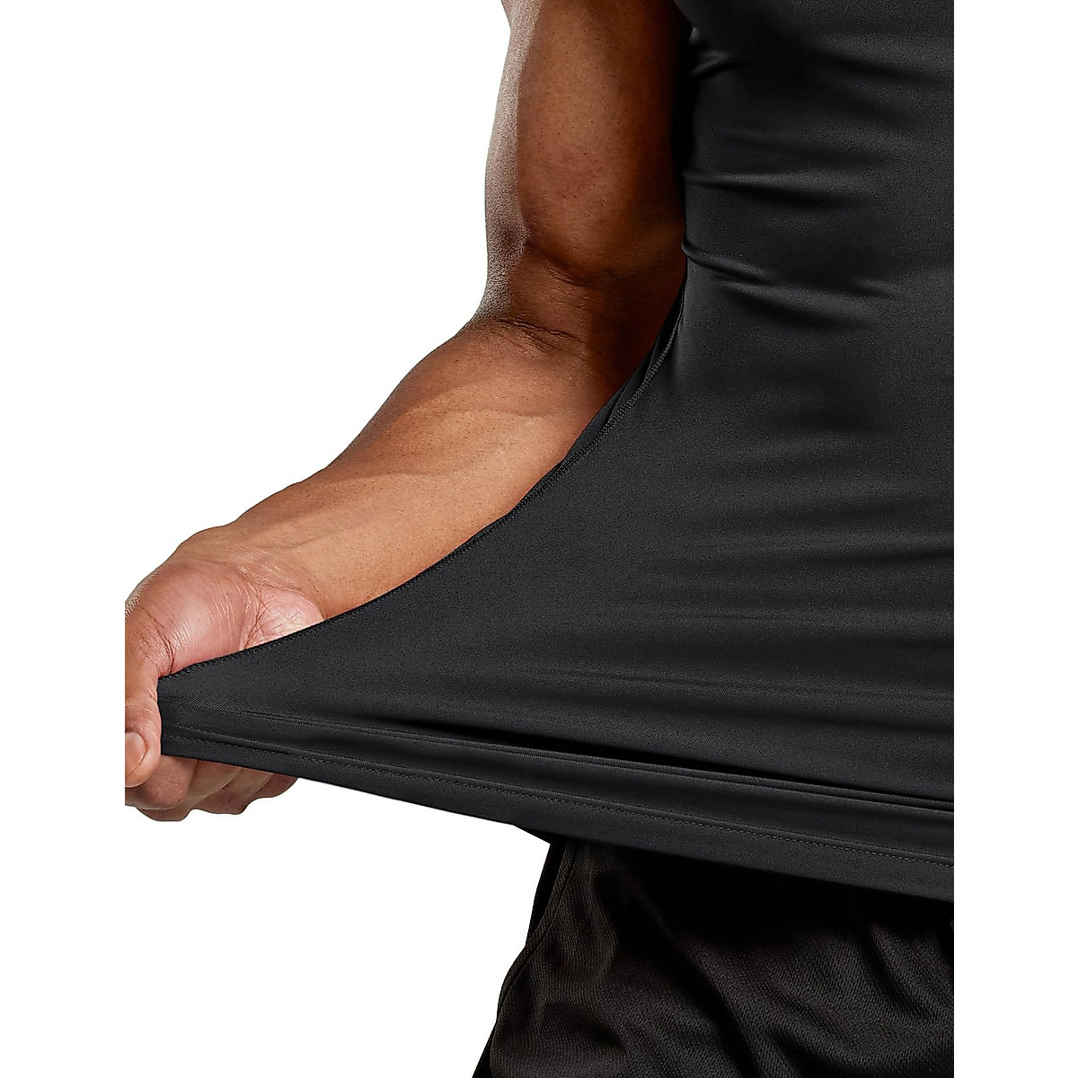 ATHLIO Men's Cool Dry Compression Sleeveless Tank Top, Sports Running Basketball Workout Base Layer, 3pack Tank Top Black/Black/Black, Small