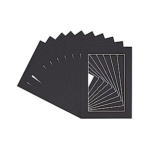 8x12 Mat for 11x14 Frame - Precut Mat Board Acid-Free Black 8x12 Photo Matte Made to Fit a 11x14 Picture Frame, Premium Matboard for Family Photos, Show Kits, Art, Picture Framing, Pack of 10 Mats