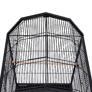 Bird Cage,Black Large Bird Cage with Rolling Stand,Large Pet Cage with Wheels,Cockatiel Parakeet Finch Parrot Birdcage 5 Door (17.9" L x 17.9" W x 39.9" H)