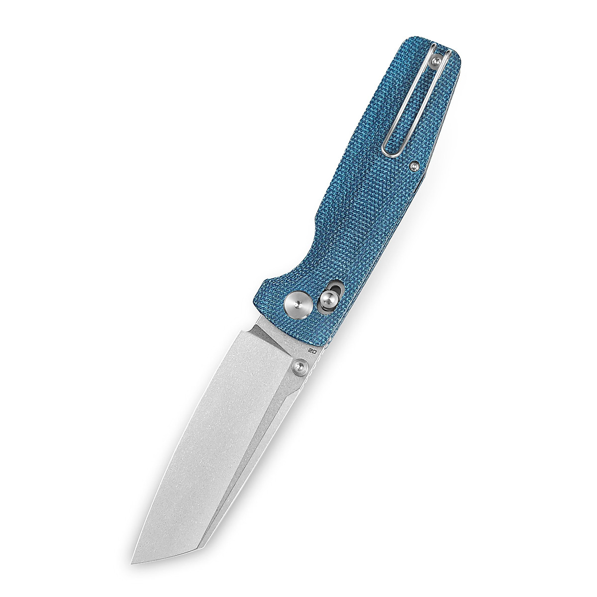 BESTECH KNIVES Pocket Folder Folding Knife: 3.5" D2 Steel Cleaver Stonewashed Blade, Micarta Scales, Thumbstud, B-Lock, EDC Steel Wire Clip (Blue)