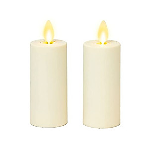 Luminara Realistic Artificial Moving Flame Votive Candle - Set of 2 - Moving Flame LED Battery Operated Lights for Christmas, Halloween - Remote Ready - Remote Sold Separately - Ivory - 1.5" x 4"