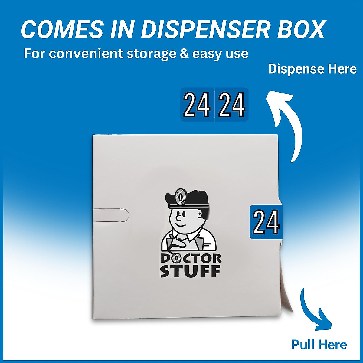 2024 Year Labels, Doctor Stuff 2024 Chart Stickers, Blue/Black Color Coded, Barkley FYCPM Style, USA Made Year Stickers for End Tab File Folders, 500/Roll, 1 Roll, 3/4" x 1-1/2"