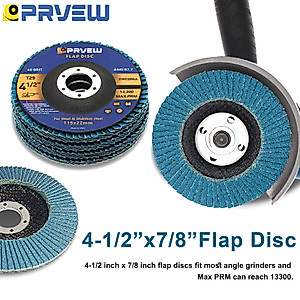 PRVEW Flap Discs 4 1/2 Inch, 5-Pack 4.5" x 7/8" T29 Premium Zirconia Abrasive Grinding Wheels, 40/60/80/120 Assorted Grits Flap Sanding Disc for Metal,Stainless Steel