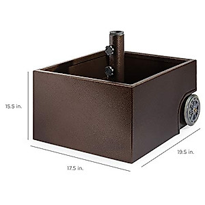 Best Choice Products 150lb Capacity Portable Steel Umbrella Base Stand for Outdoor, Patio, Garden, Market w/Fillable Planter, Drainage, 2 Adjustment Knobs, Handle, Wheels