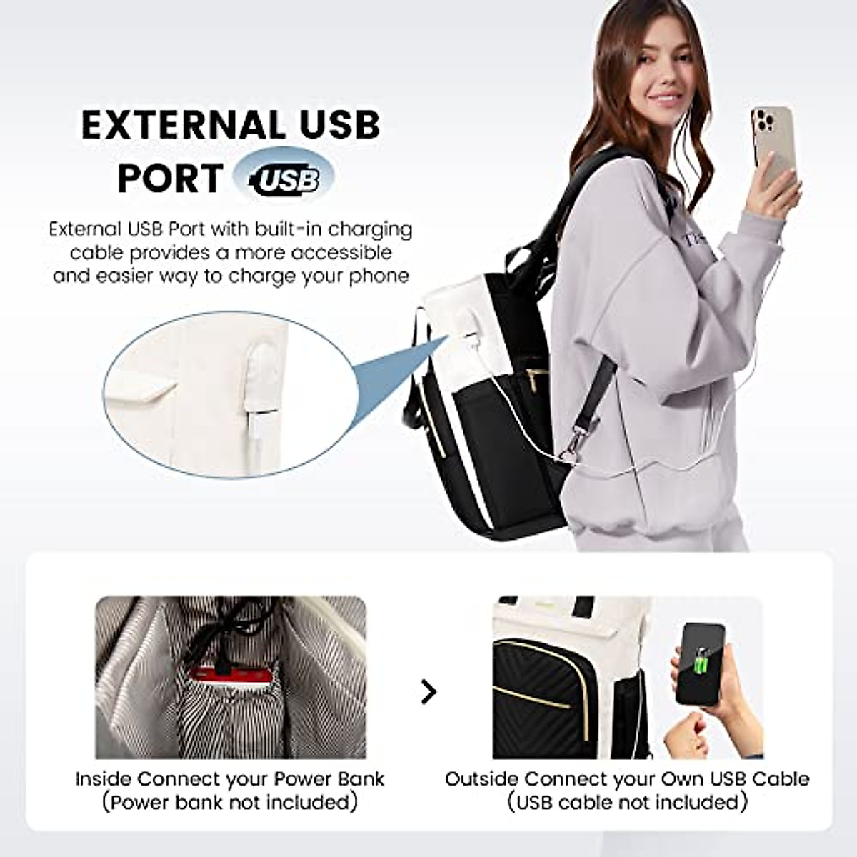 LOVEVOOK Laptop Backpack Purse for Women, Wide Top Open Teacher Nurse Tote Bag, 15.6 Inch Work Laptop Bag with USB Port,Business Travel Computer Backpack