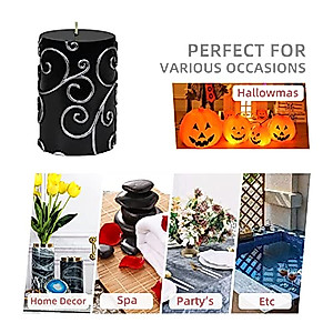 4 Inch Black Scroll Pillar Candle