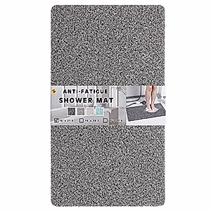 Rzoysia 0.6" Thick No Suction Cups Non Slip Shower Mat, 16"x27.5", Two Colors Design Anti-Dirty Bathtub PVC Loofah Massage Foot Mat for Bathroom, Quick Drying, Anti-Fatigue