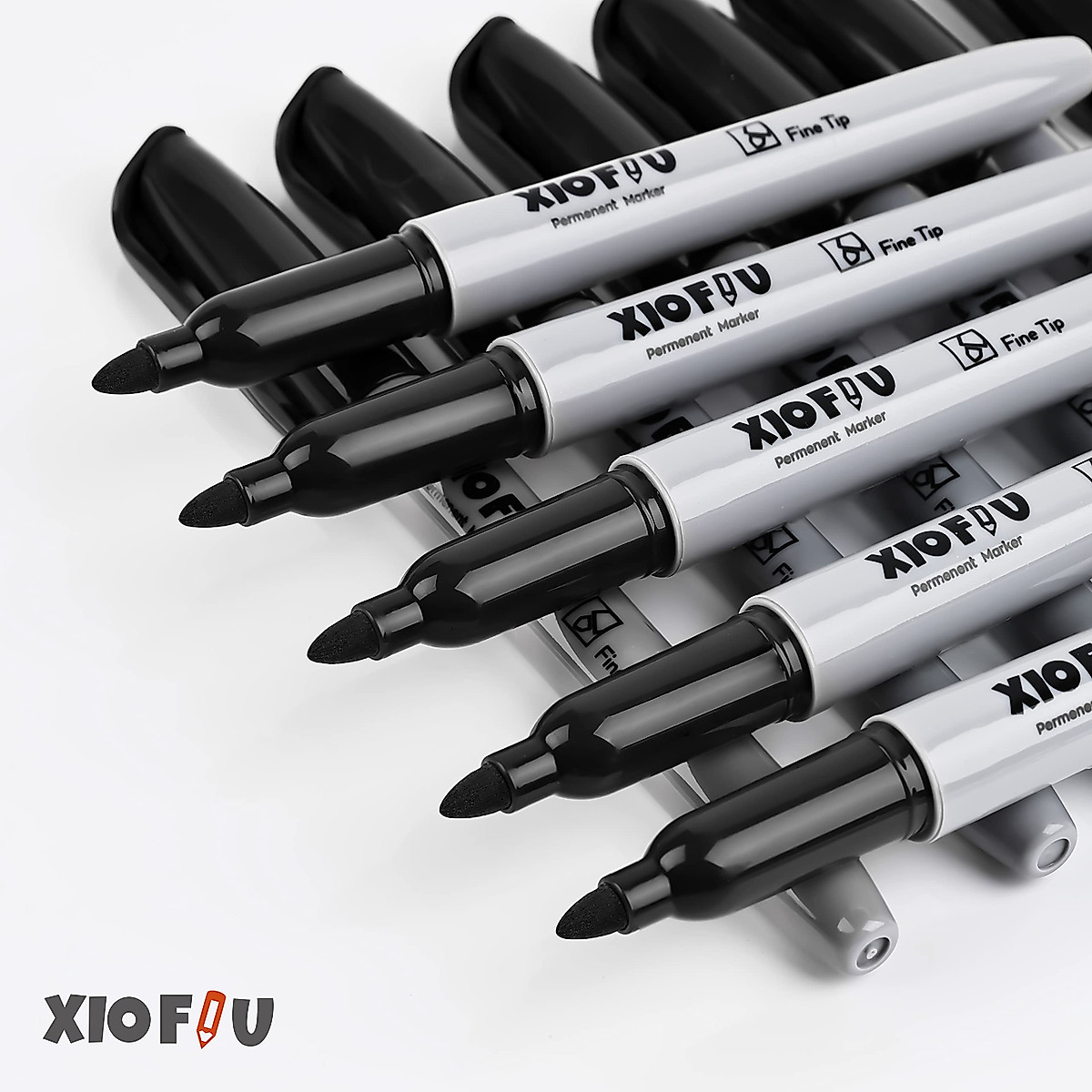 XioFiu Permanent Markers Bulk, 36 Pack Black Permanent Marker Set, Fine Tip, Waterproof Markers, Premium Smear Proof Pens, Waterproof, Quick Drying, Office Supplies for School, Office, Home