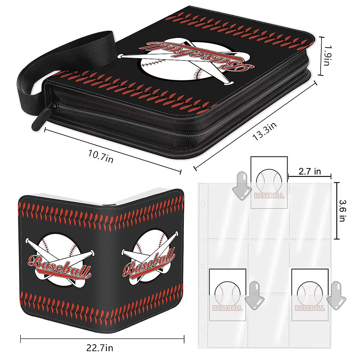 ANNOR Baseball Card Binder, 9-Pocket Trading Card Binder, Fits 720 Cards with 40 Removable Sleeves, 3 Ring Album for Card Collection Storage Christmas Gift for Child