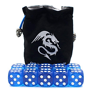 Jumbo D6 Dice with Velvet Bag - Large 24mm Life Counters (Blue)