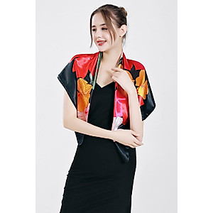 QBSM 4 Pcs 35'' Satin Head Scarf Silk Feeling Neck Scarves Hair Wrap for Sleeping Large Square Headscarf for Women