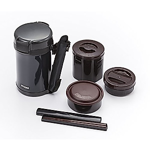 TIGER Thermos LWU-A202-KM Tiger Thermos Thermal Lunch Box, Stainless Steel, Lunch Jar, Rice Bowl, Approx. 4 Cups, Black