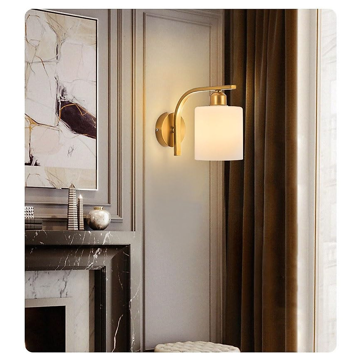 KEFA Modern Battery Operated Wall Sconce Set of 2, Gold Sconces Wall Lighting with Remote Control,Dimmable Cordless Wall Lamp Non Hardwired Bedside Lamp Wall Mounted Cordless for Fireplace, Mirror
