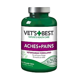 Vet's Best Healthy Coat Shed & Itch Relief Dog Supplements & Aches + Pains Dog Supplement - Vet Formulated for Dog Occasional Discomfort and Hip and Joint Support - 150 Count (Pack of 1)