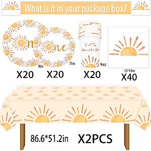 First Trip Inspired Around The Sun Birthday Decorations 102pcs Boho One Sun 1st Birthday Paper Plates Napkins Cups and Table Cloth You Are My Sun Sunshine Party Supplies Boho One Sun 1st Birthday Decoration