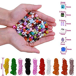 Bead Bracelet Making Kit, Shynek Bead Friendship Bracelets Kit with Pony Beads Letter Beads Charm Beads and Elastic String for Bracelet and Jewelry Making
