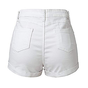 New Low Waisted Mini Shorts ,THENLIAN Women Washed Ripped Hole Short Jeans Denim Pants Shorts(XXL, White)