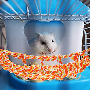 Junkin 3 Pcs Bird Rope Net Rat Climbing Rope Net Pet Hamster Chinchilla Ferret Activity for Small Animal Habitat Decor and Play