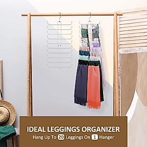 ZEDODIER Scarf Organizer Scarf Hanger for Closet, Rotatable Sturdy Hijab Holder Holds 20 Scarves, Space Saving Closet Organizers and Storage, Silver