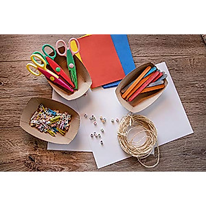 PaperMi Brown Paper Food Tray Disposable Kraft Hot Dog Tray, Paper Food Trays for Picnics, Carnivals, Camping - Food Serving Tray Holds Hot and Cold Food- USA Made (1Lb 100pc)