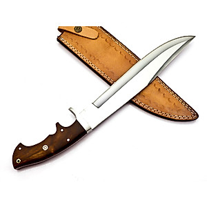 UK UNIQUE SHARP KNIVES D2 Stainless Steel BK-3046 Handmade 16.00 Inches Full tang Hunting Knife -Beautiful Rose Wood Handle