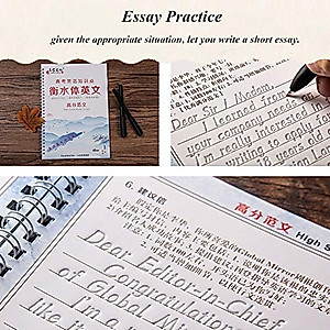 Hztyyier Magic Practice Copybook, English Calligraphy Tracing Book with with Pen and Refill for Children Students English Reusable Writing