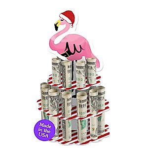 Big Dot of Happiness Flamingle Bells - DIY Tropical Christmas Party Money Holder Gift - Cash Cake