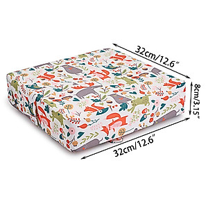 Sumnacon Chair Increasing Cushion - Baby Toddler Kids Infant Portable Dismountable Highchair Booster Cushion Washable Thick Chair Seat Cloth Straps,Animal Forest White