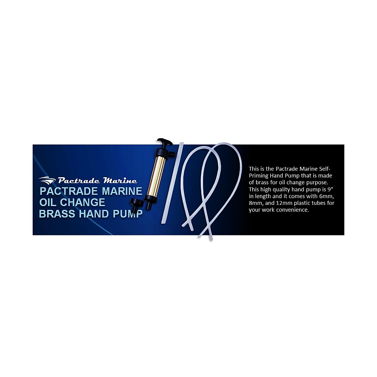 Pactrade Marine Engine Manual Oil Change Extractor Solid Brass Easy to Use Hand Pump Self-Priming Action - 9 Inches Long Perfect for Boats, Off-Road Vehicle, RVs, Auto