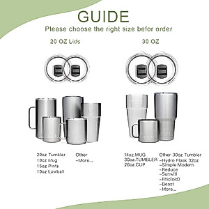 Compatible with YETI Rambler, Ozark Trail, Old Style Rtic, and More - Magnetic Slider Switch Spill Proof Tumbler Cover (Black 30oz 2Pcs)