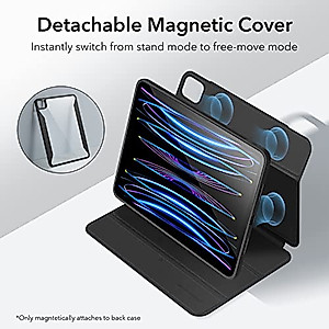 ESR for iPad Pro 11 Inch Case (2022/2021/2020/2018, 4th/3rd/2nd/1st Generation) with Pencil Holder, Removable Magnetic Cover, Vertical Stand, Rebound 360 Series, Durable Black