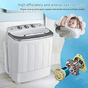 MamaHome DF-X3636-White w/Wash and Spin Cycle, Built-in Gravity Drain, XPB36-1288B36-White, White