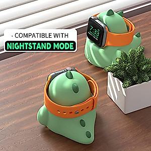 ELETIUO Charger Stand Compatible with Apple Watch Series Ultra/8/SE2/7/6/SE/5/4/3/2/1 (49mm,45mm,44mm,42mm,41mm,40mm, 38mm),Dinosaur iWatch Charging Dock,Supports Nightstand Mode,Mint Green