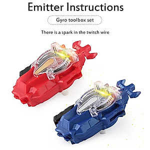 Battling Tops Box Set, Burst Gyro Toys 12 Spinning Tops + 2 Launchers + Stickers Combat Battling Game with Portable Box Gift for Kids Children Boys 499