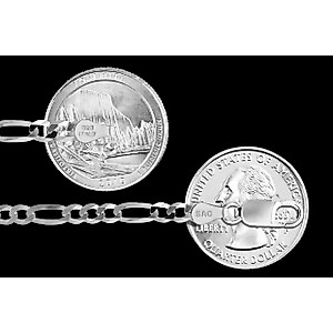 Sterling Silver Diamond-Cut Figaro Link Chain 4.5mm Solid 925 Italy Necklace 20"