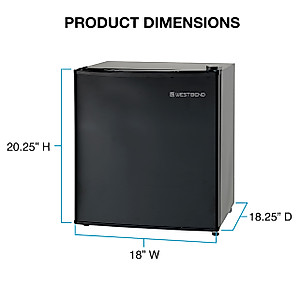 West Bend Mini Fridge Compact Refrigerator for Home Office or Dorm, Auto Defrost with Reversible Door, Energy Star Rated, 1.7-Cu.Ft., Black