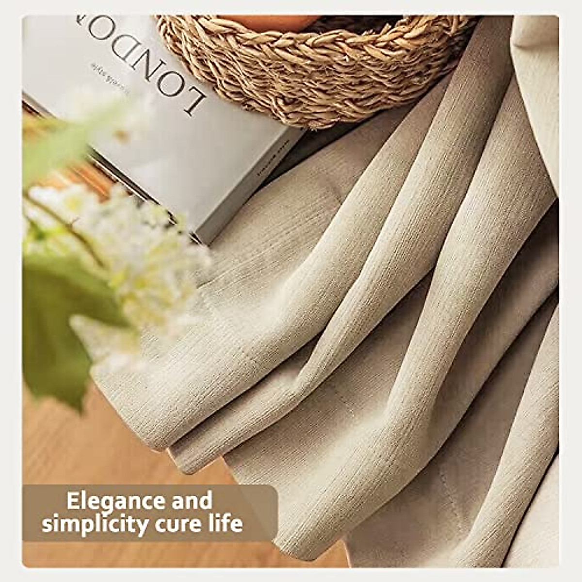LIYAXUN Pinch Pleat Velvet Curtains 96 inches Length, 85% Blackout Curtain for Living Room/Bedroom, New Technology Velvet Drapes (1 Panel, 52W x 96L Inch, Nature Beige)