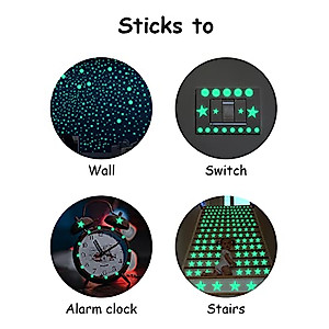 Glow in The Dark Stars Wall Stickers,Glowing Stars for Ceiling and Wall Decals,435 Pcs,Ceiling Stars Glow in The Dark,Perfect for Kids Bedding Room,Play Room,Living Room,Wall Decorations,Baby Room Decor,Best Birthday Gift（Green）