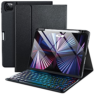 Harvopu for iPad Pro 11 inch Case with Keyboard - 7 Color Backlit Detachable Bluetooth Keyboard for iPad Pro 11-inch 2022(4th Generation)/2021(3rd Gen)/2020(2nd Gen), Black